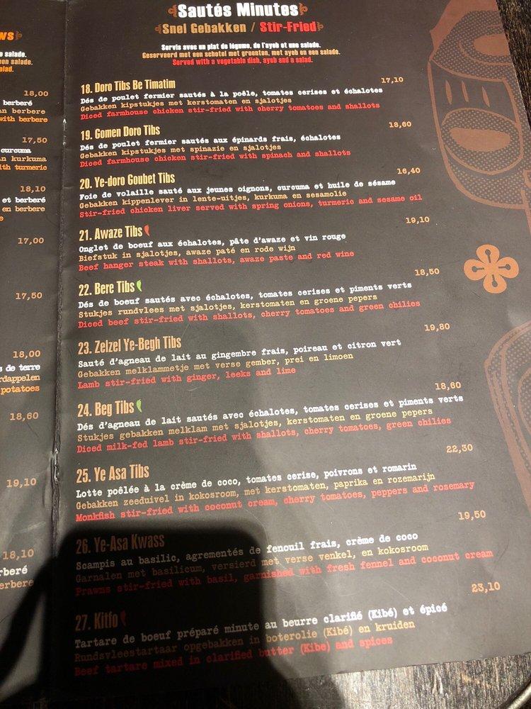 Menu au Toukoul, Bruxelles, Rue de Laeken 34