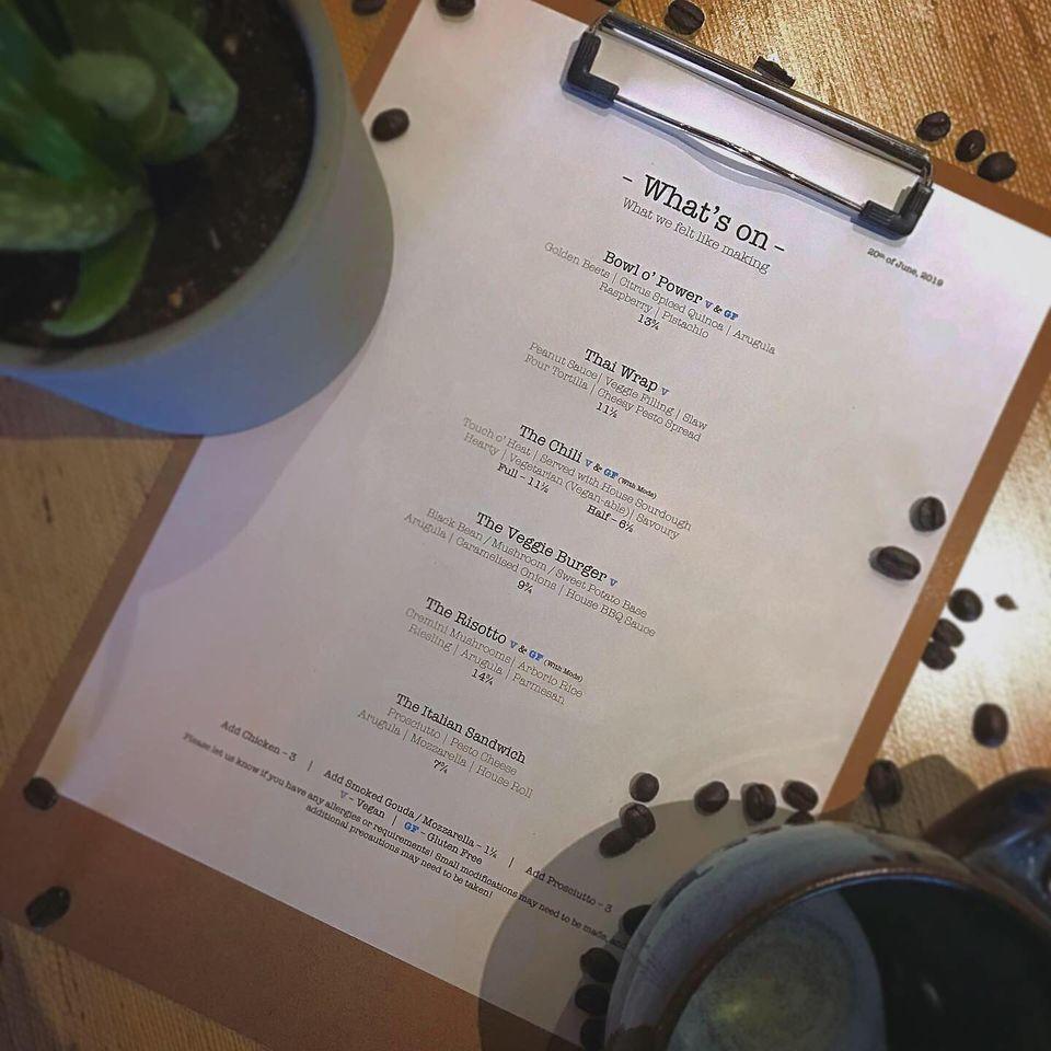 Menu at Valley Coffee Co cafe, Fairmont Hot Springs