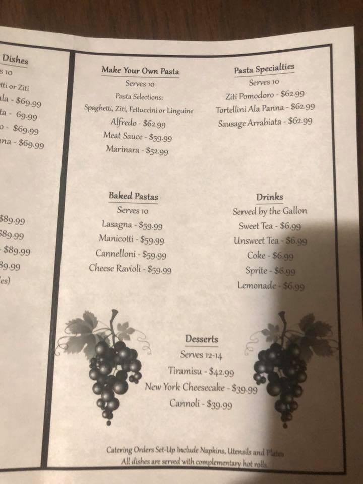 Menu at Bella Sera Italian Restaurant, Copperas Cove, 609 E US-190