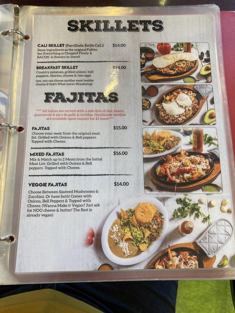 Menu at Cali Spartan Mexican Kitchen restaurant, San Jose, Blossom Hill Rd