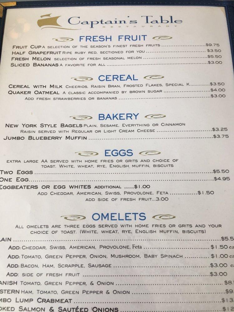 Menu at Captain's Table Restaurant and Bar, Ocean City