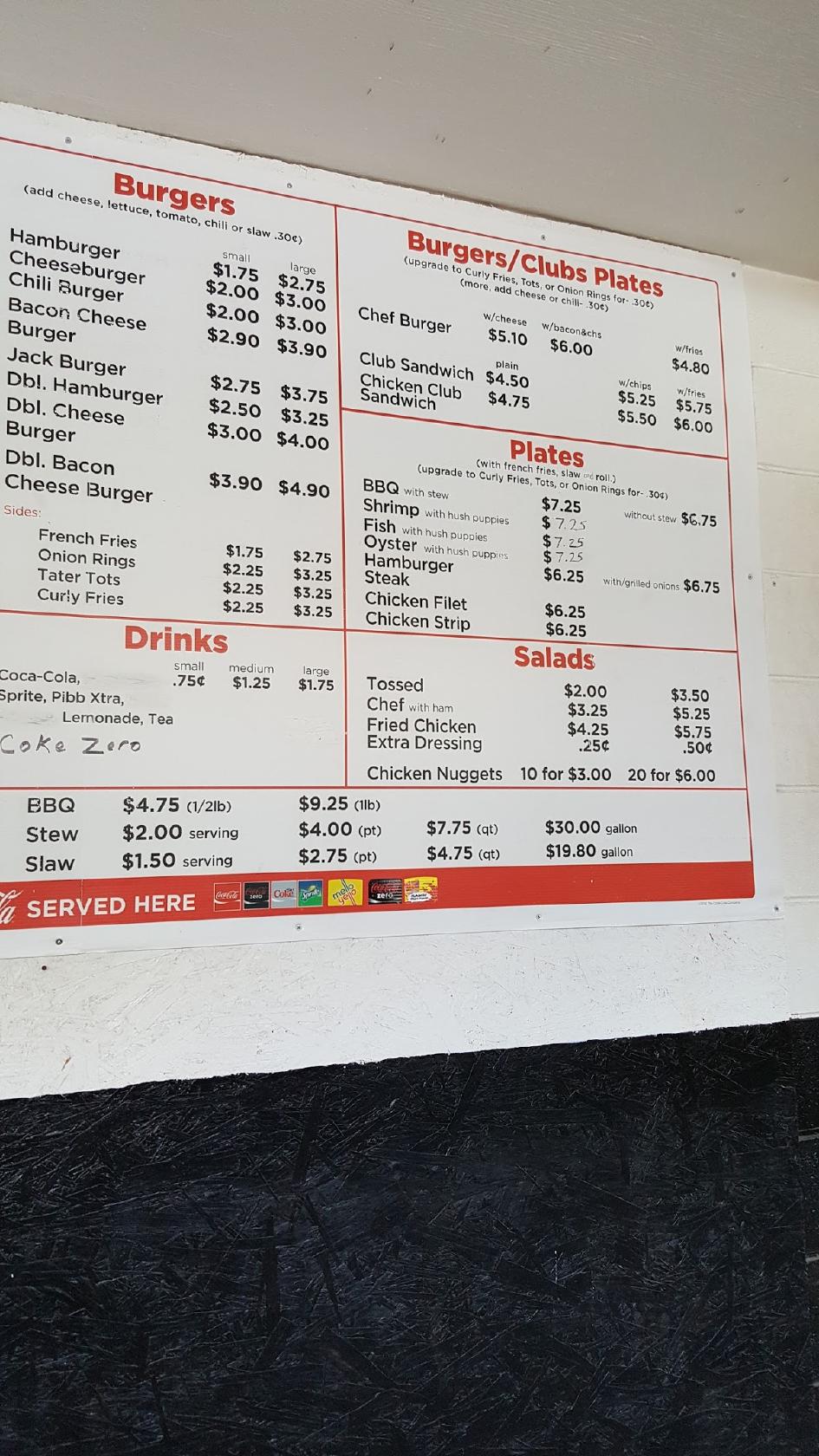 Menu at Chief Burger restaurant, Comer, 476 GA-72