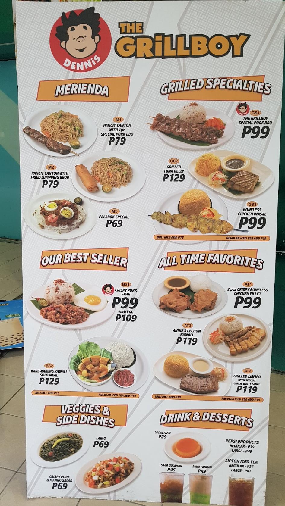 Menu at Dennis The Grill Boy restaurant, Pasay, 1 J.W. Diokno Blvd