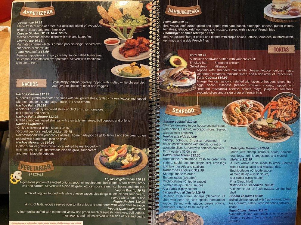 Menu at El corcelmexican restaurant # 2, Indianapolis, W 56th St