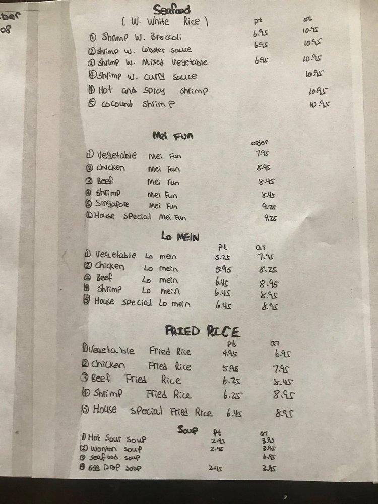 Menu at Panasian Buffet restaurant, Philadelphia