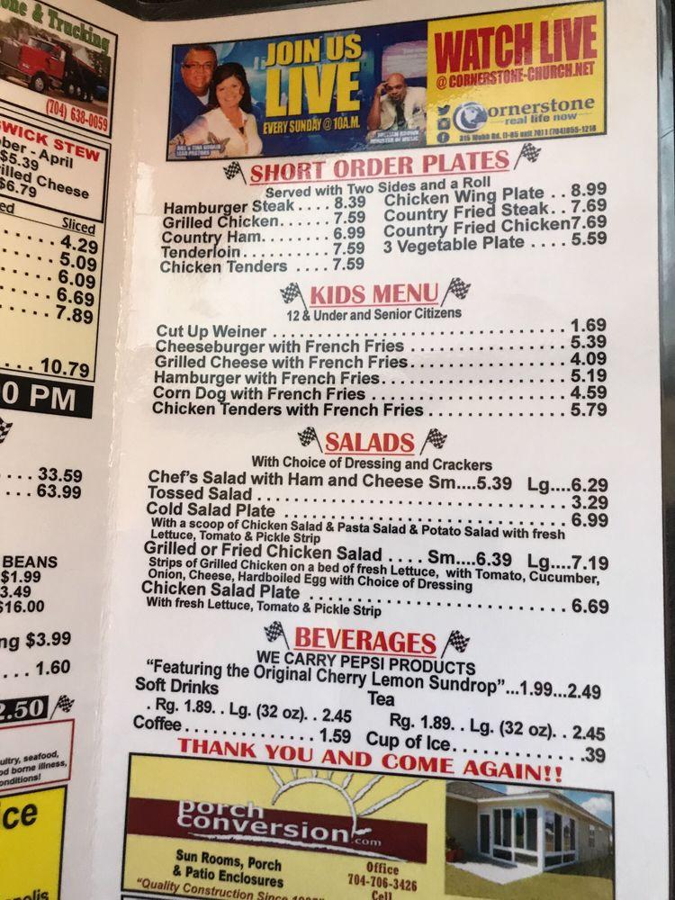 Menu at Checkered Flag Barbecue, Salisbury