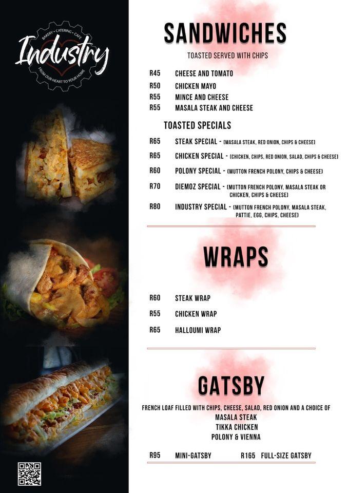 Menu at Industry Bakery, Johannesburg, 143 Barry Hertzog Avenue