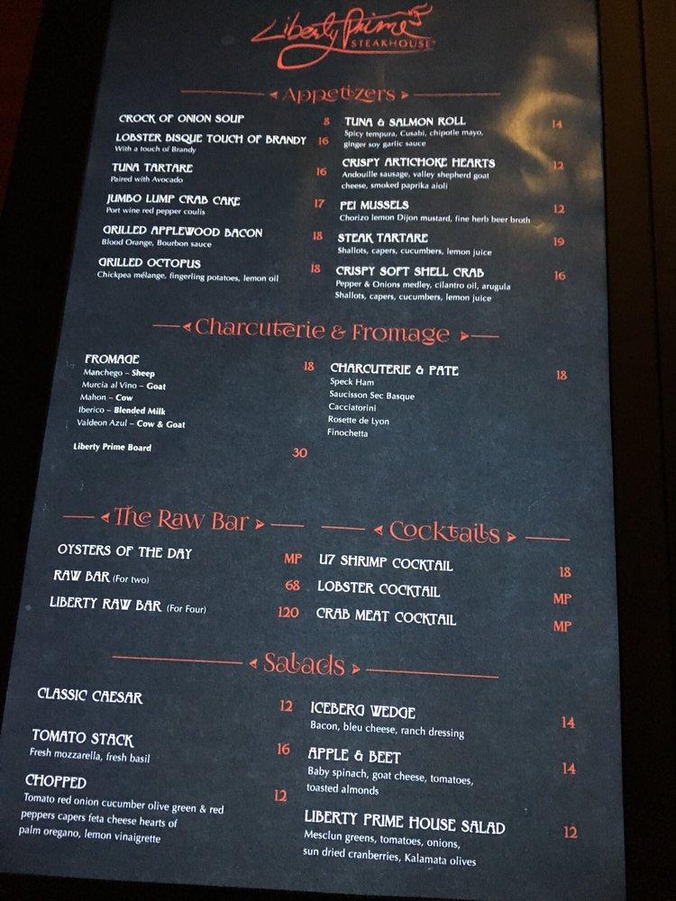 Menu at Liberty Bar, Jersey City
