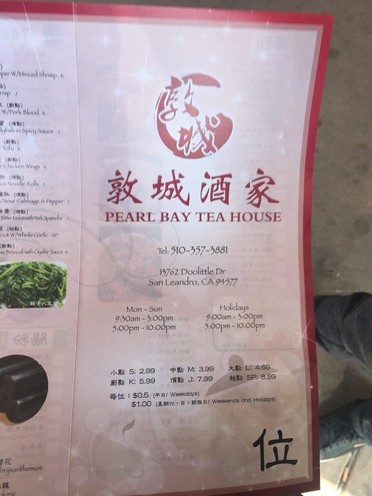 Menu at Pearl Bay restaurant, San Leandro