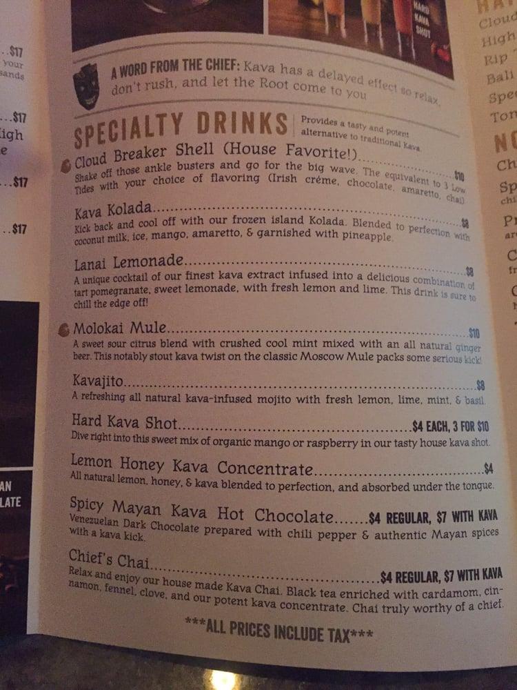 Menu at Root of Happiness Kava Bar Davis, Davis