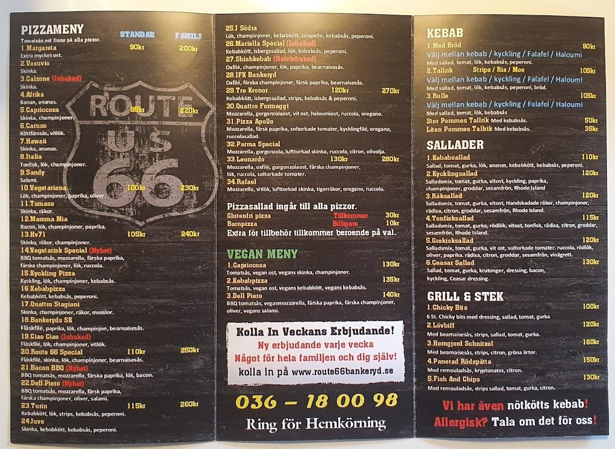 Carta del restaurante Route 66 Grill & pizza Bankeryd, Bankeryd