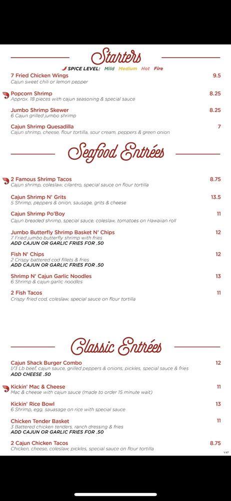 Menu at Shrimp Shack restaurant, San Bernardino