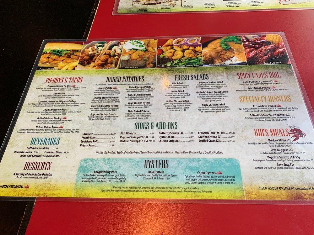 Menu at Steamboat Bill's DeRidder, LA restaurant, DeRidder
