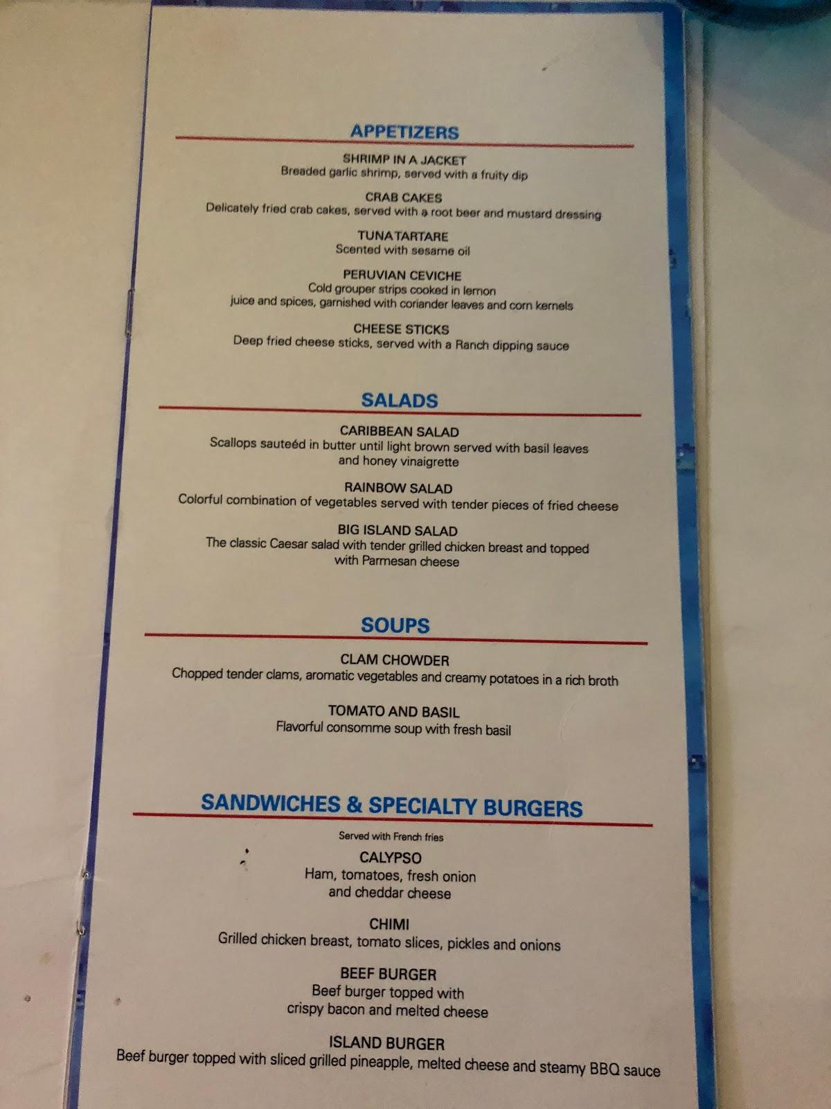 Menu at Under The Sea Internation Cusine restaurant, Punta Cana