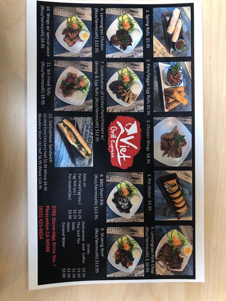 Menu at Viet Grill Express & Yomie's Rice X Yogurt restaurant, Pleasanton