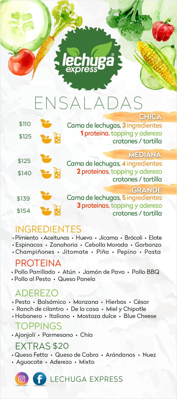 Carta del restaurante Lechuga Express, Cabo San Lucas, Avenida Ignacio ...