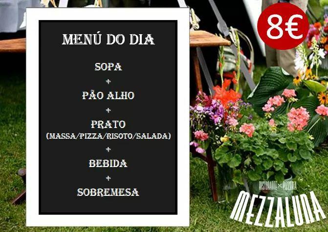 Menu at MEZZALUNA restaurant, Vila do Conde