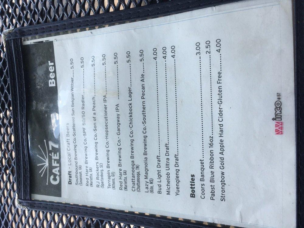 Menu at Rock City’s Cafe 7, Lookout Mountain