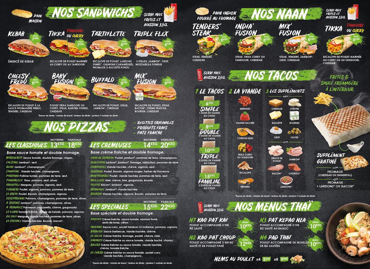 Menu at Puvana’s Food restaurant, France