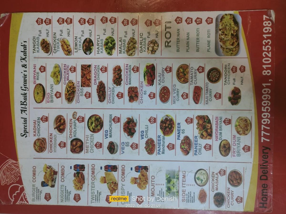 Menu at Al Baik Original, Gopalganj