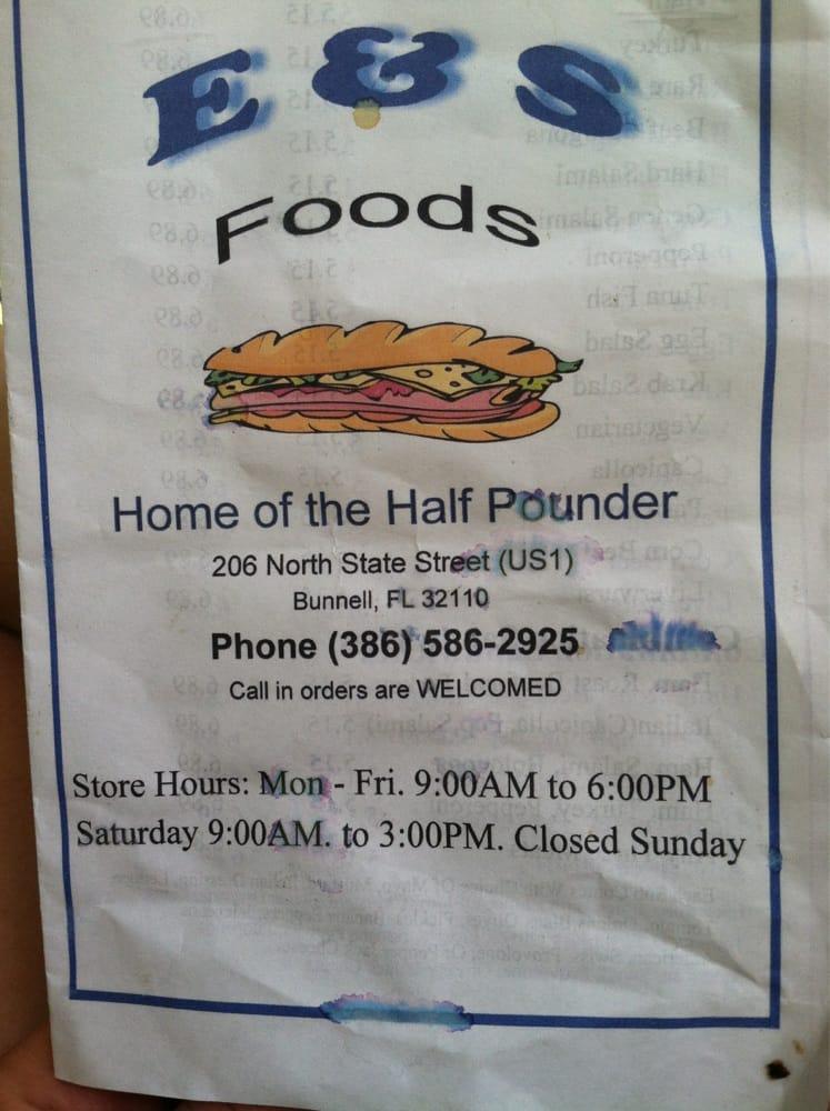 Menu at E & S Foods, Bunnell