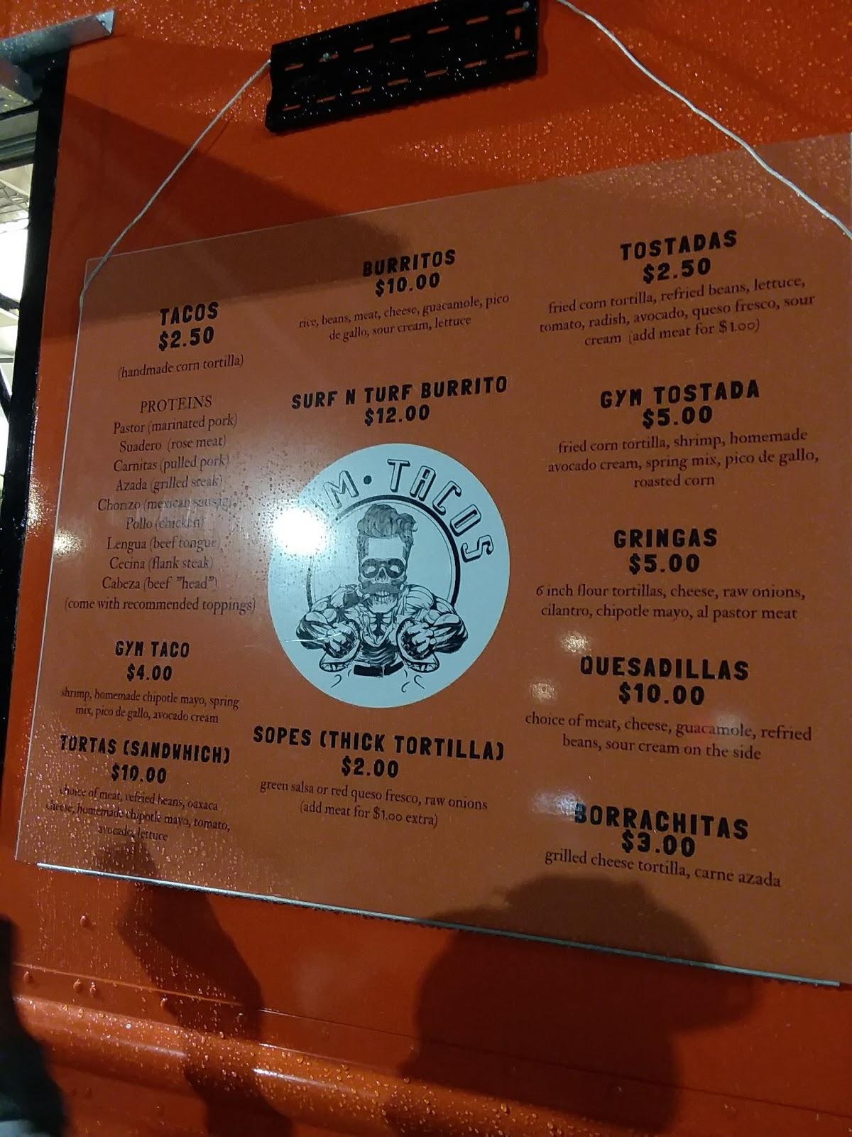Menu at Gym Tacos restaurant, Raleigh, 220 E Six Forks Rd