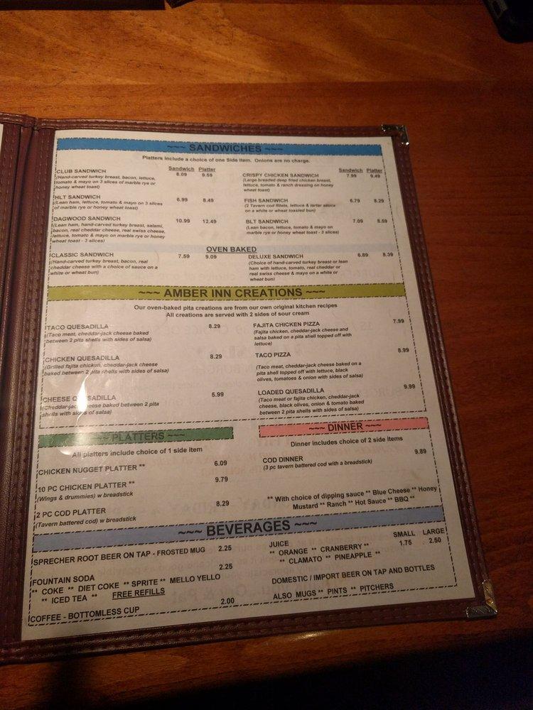 Menu at Amber Inn Bar & Grill, Eau Claire