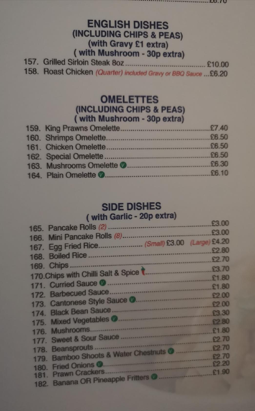 Menu at Chung's Cottage, Old Dalby