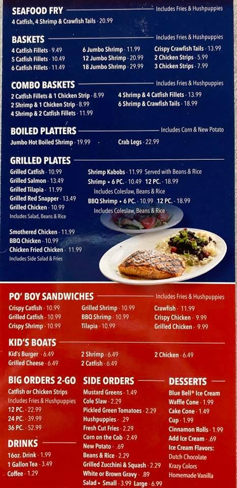 Menu at Flying Burger and Seafood fast food, Bossier City