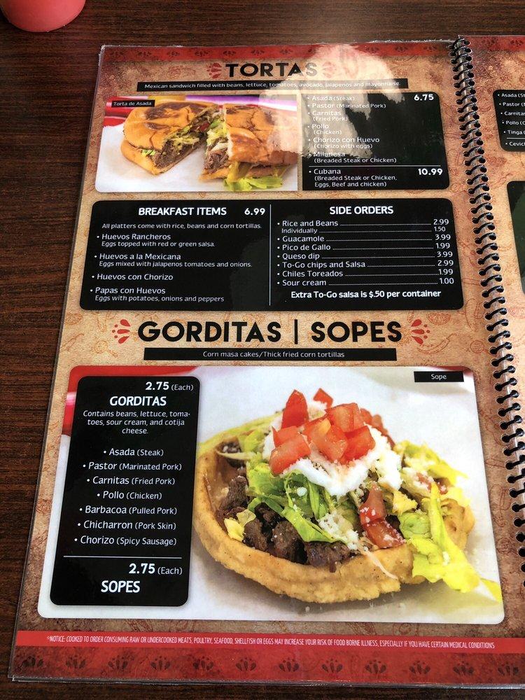 Menu at Mi Lindo Veracruz Restaurant, Clarksville