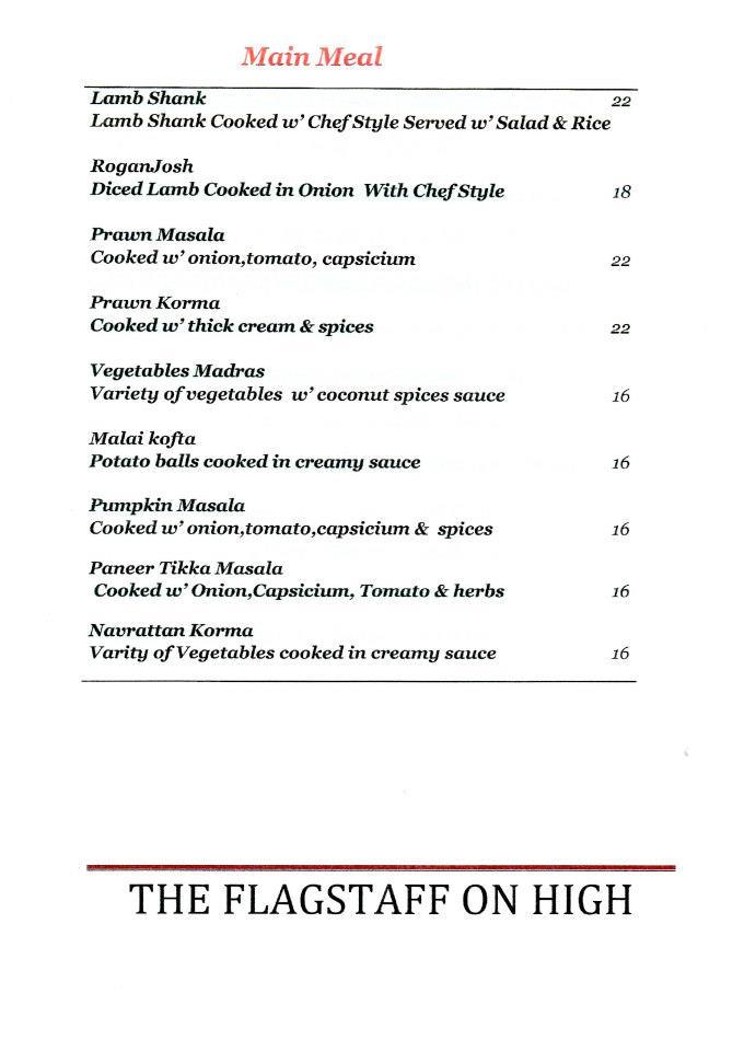 Carta del restaurante The Flagstaff Hotel Maryborough - Steak House ...
