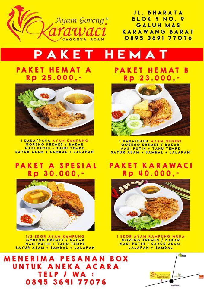 Menu at Ayam Goreng Karawaci Galuh Mas Karawang restaurant, Karawang