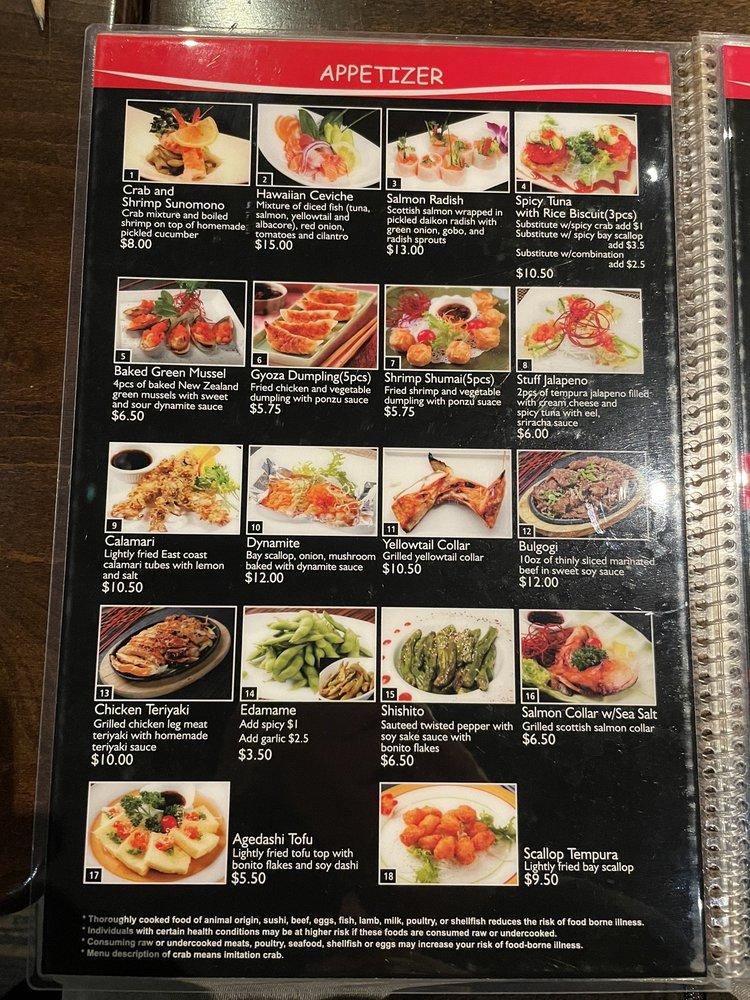 Carta de O2 Sushi Restaurant, Simi Valley