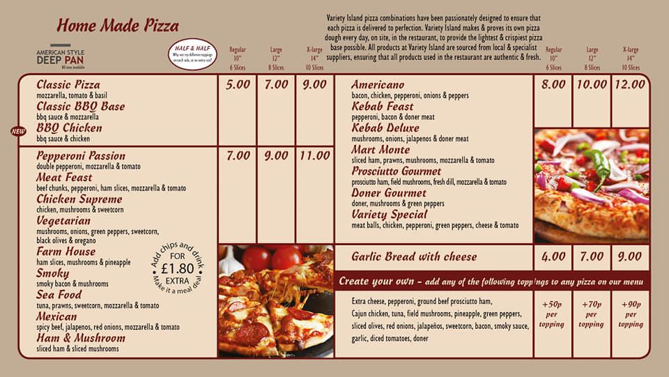 Menu at Variety Island fast food, Mansfield