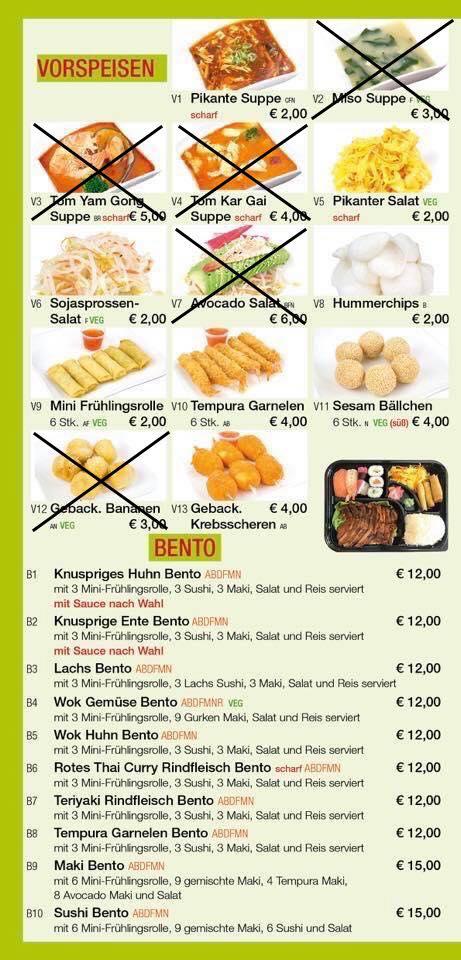 Speisekarte von Yuko ASIA Imbiss restaurant, Amstetten