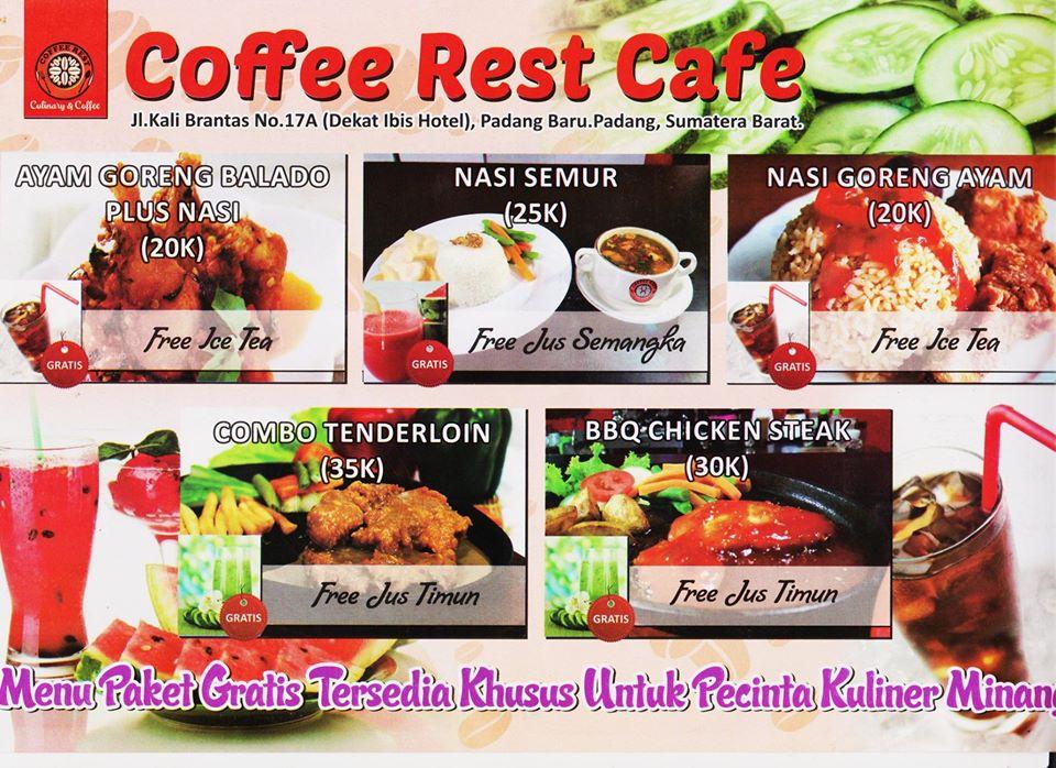 Menu at Coffee Rest cafe, Padang