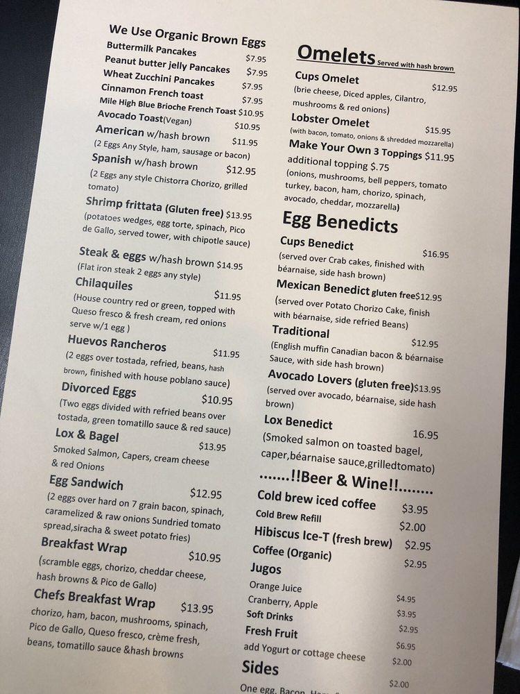Menu at Cups Cafe, Palm Desert