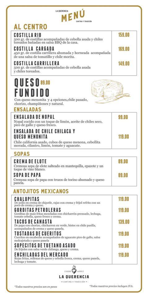 Carta del restaurante Taquería Linares, Ciudad Juarez