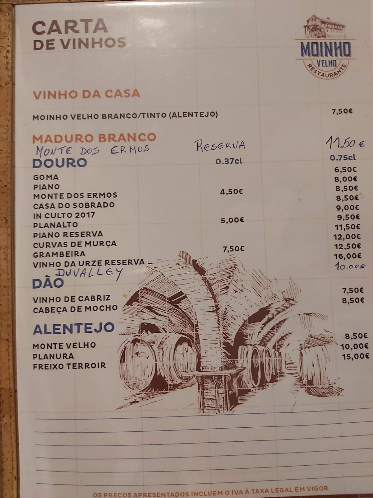 Menu em Moinho velho restaurante, Santa Maria da Feira