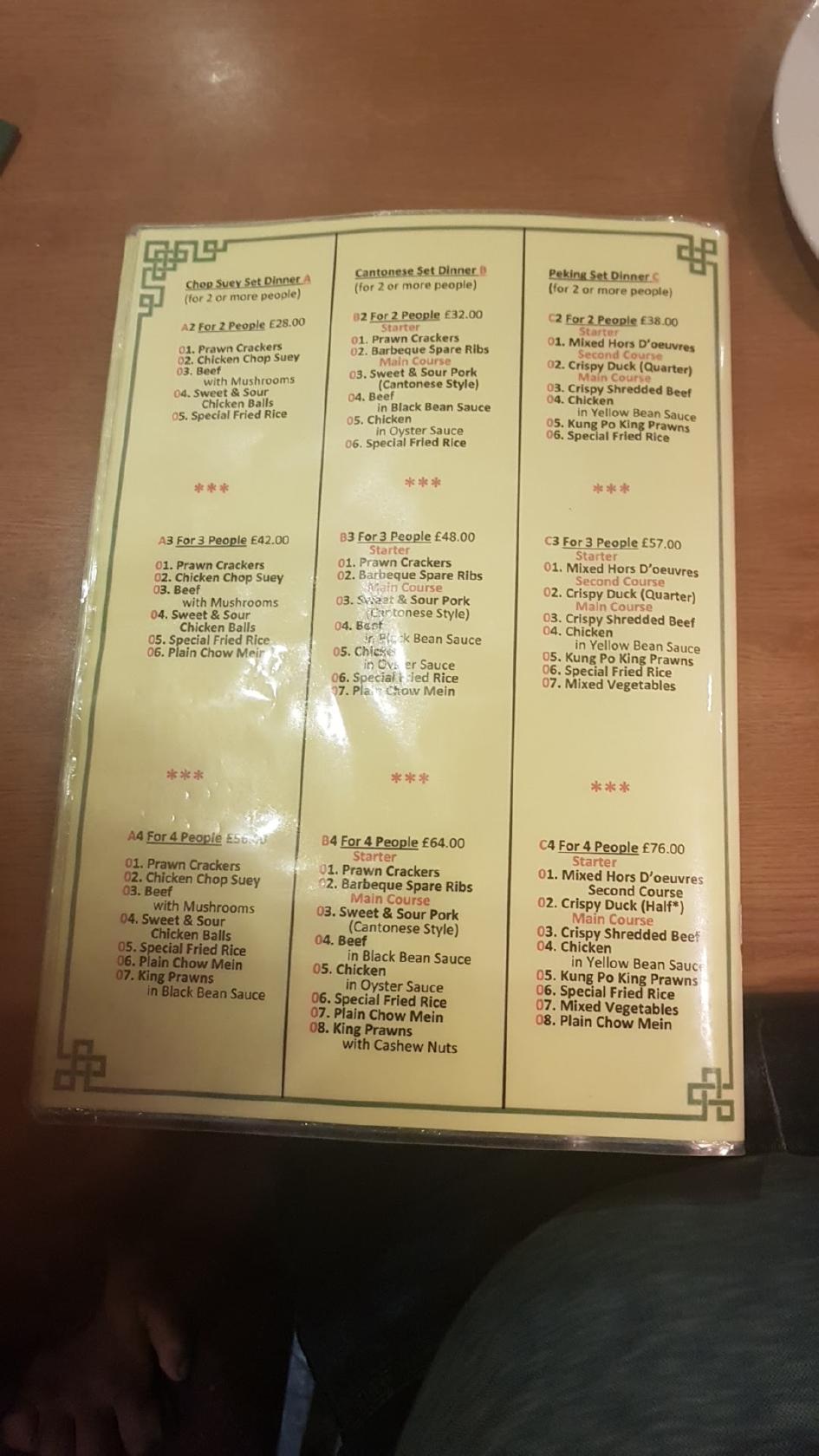Menu at New Princess Garden restaurant, Dartford, Princesses Parade