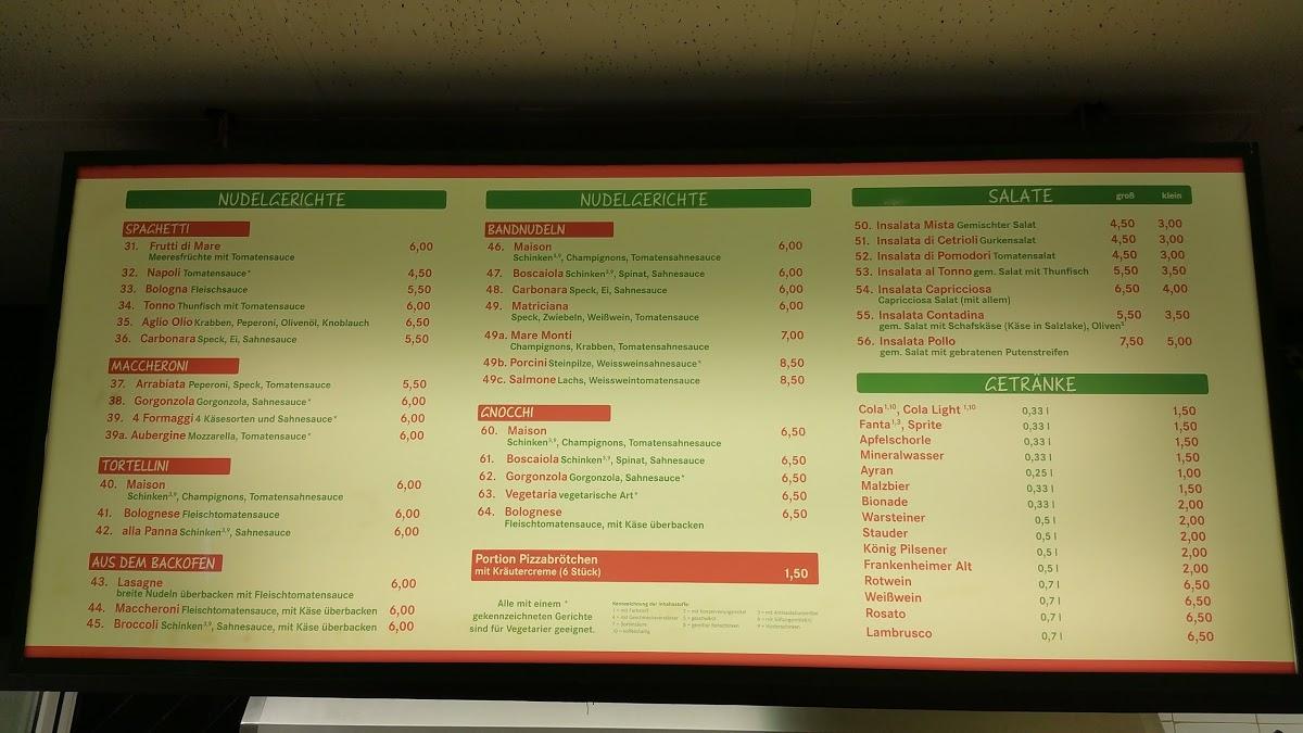 Speisekarte von Pizzeria Calabrisella, Essen