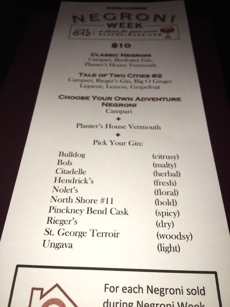 Menu at Planter's House pub & bar, St. Louis