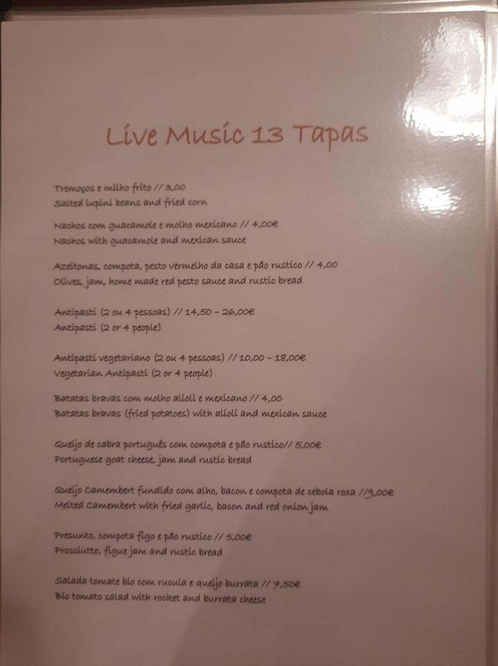 Menu at 13 gastrobar, Alvor
