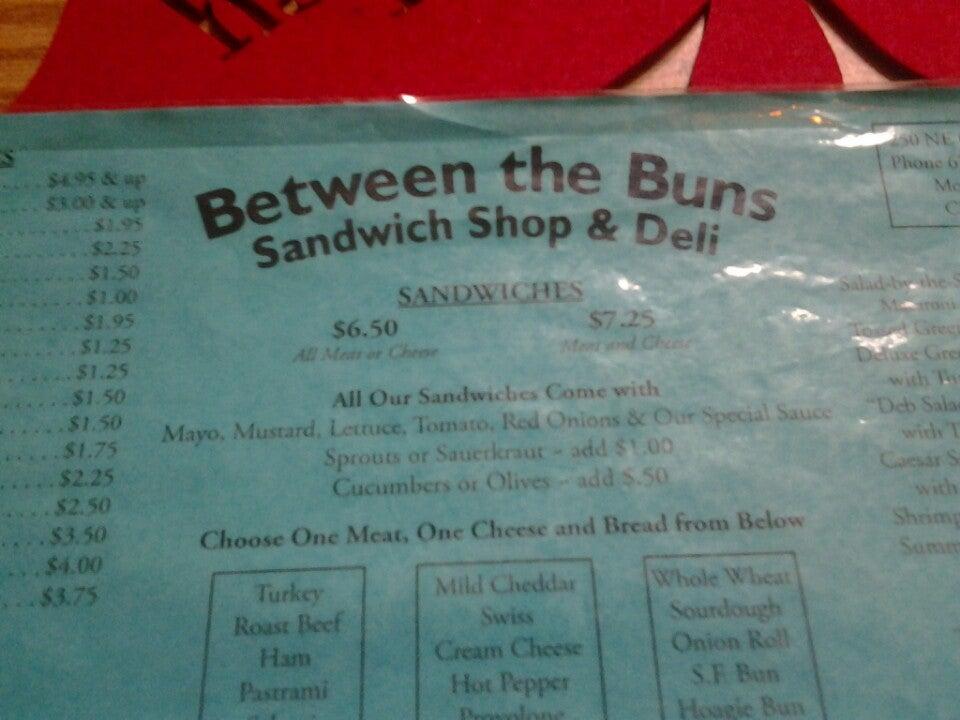 Menu at Between the Buns Sandwich Shop restaurant, Roseburg