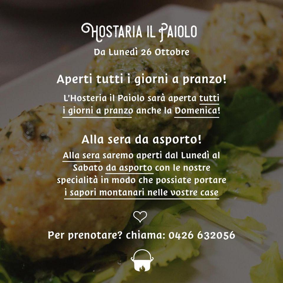 Menu da Hostaria Il Paiolo ristorante, Porto Viro