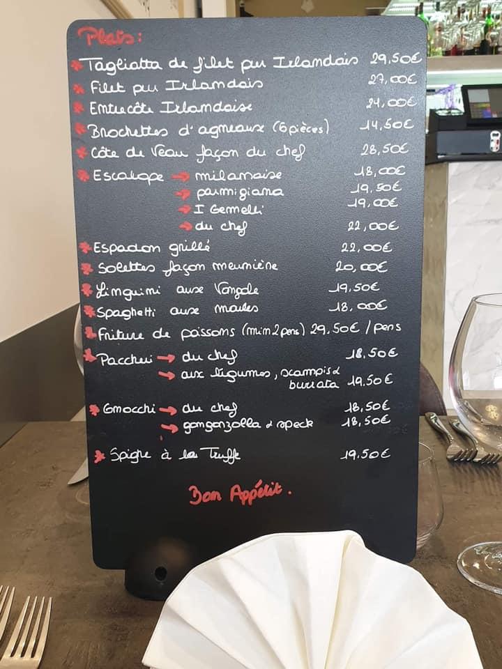 Menu au I Gemelli, Charleroi
