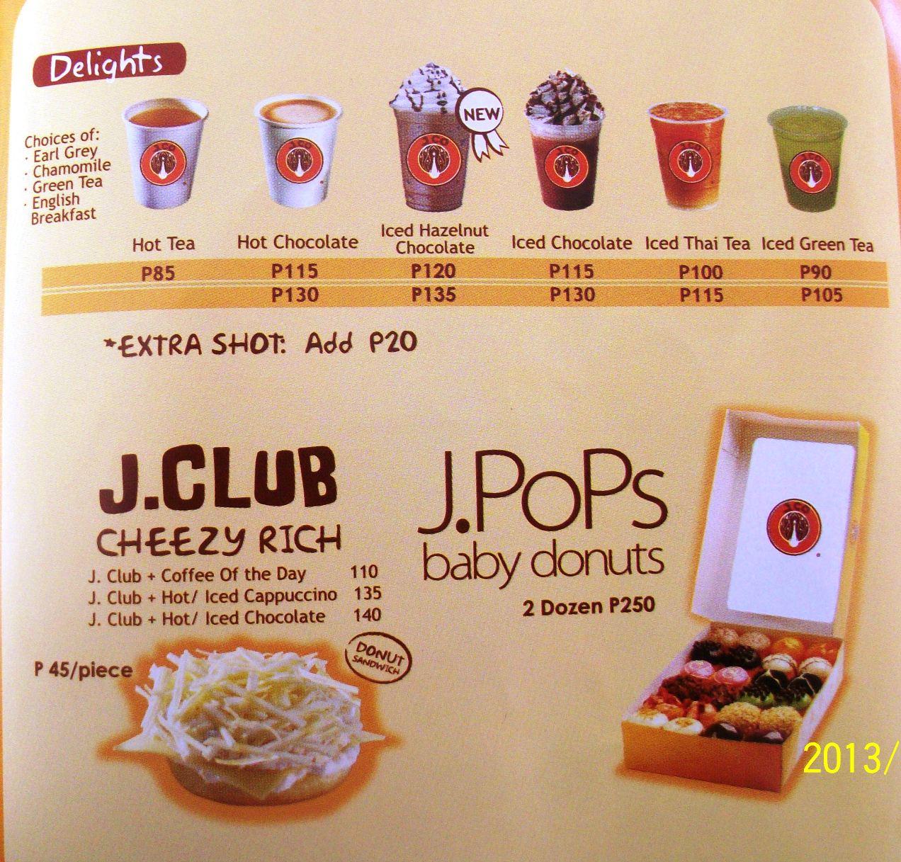 Menu at J.Co Donuts and Coffee - SM Megamall cafe, Mandaluyong