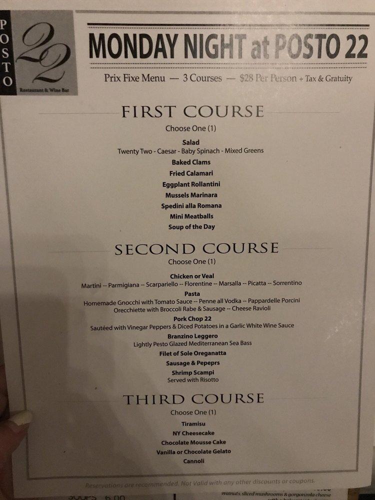 Menu at Posto 22 pub & bar, New Rochelle