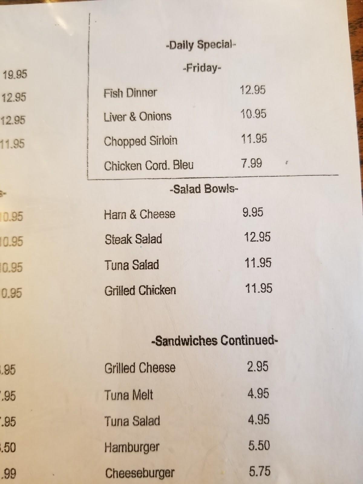 Menu at Ryder's Restaurant, New Wilmington