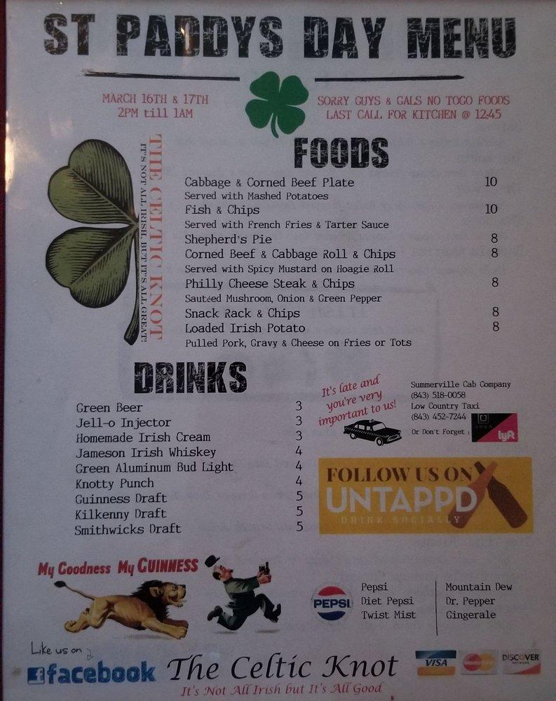 Menu at The Knot Burger Pub, Summerville, 208 E 5th N St